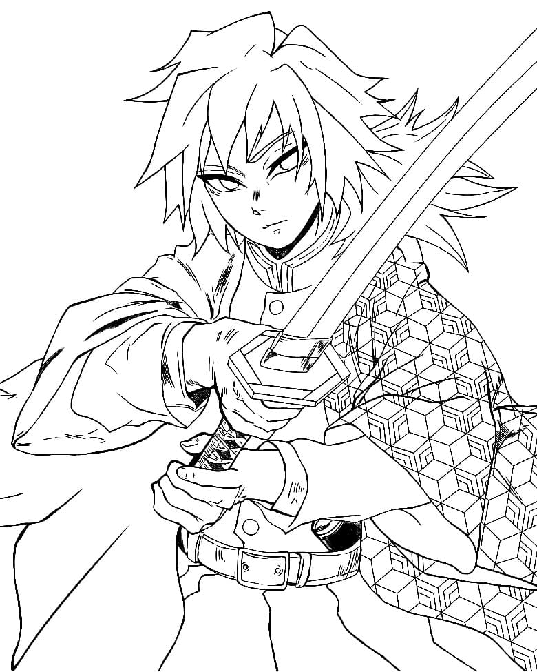 Tomioka Demon Slayer Coloring Page Anime Coloring Pages