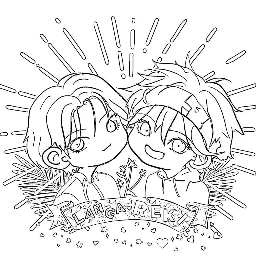 Chibi Langa Hasegawa And Reki Kyan Coloring Page Anime Coloring Pages